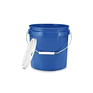 House Naturals 2 Gallon Blue Food Grade BPA Free Bucket Pail with Lid (Pack of 5) Made in USA