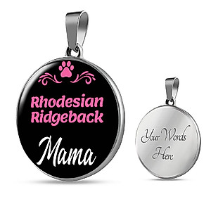 Express Your Love Gifts Rhodesian Ridgeback Mama Necklace Circle Pendant Engravable 18k Gold Plated 18-22" Dog Mom Pendant