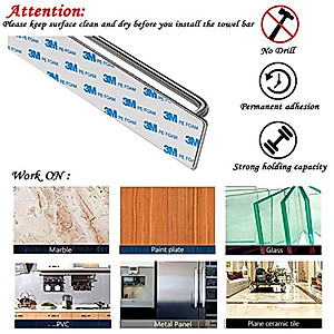 Sumnacon Towel Bar Rack with Hook, 13.38 Inch 3M Self Adhesive Stainless Steel Towel Holder Organizer for Bathroom Kitchen Bedroom, Brushed Finish (Towel Rack with Hook)