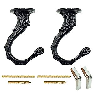 Hxchen 65mm/2.6" Ceiling Hooks - Heavy Duty Swag Hook with Steel Screws Bolts and Toggle Wings for Hanging Plants Ceiling Installation Cavity Wall Fixing Black - (2 Sets)