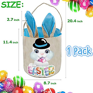 PADELO Easter Basket for Kids, Cute Easter Bucket Stuffers Bags with Bunny Ears for Easter Eggs Hunting, Easter Party Decorations, Candy Gifts Storage, Blue Easter Baskets