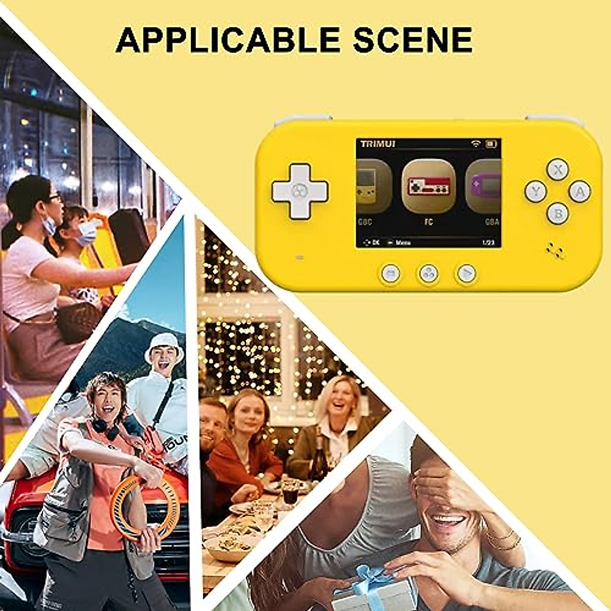 Retro Video Game Console Handheld Game Console Built-in 32G SD Card 5000+ Gaming and Multiple Emulators Support Open Source Linux System-Yellow