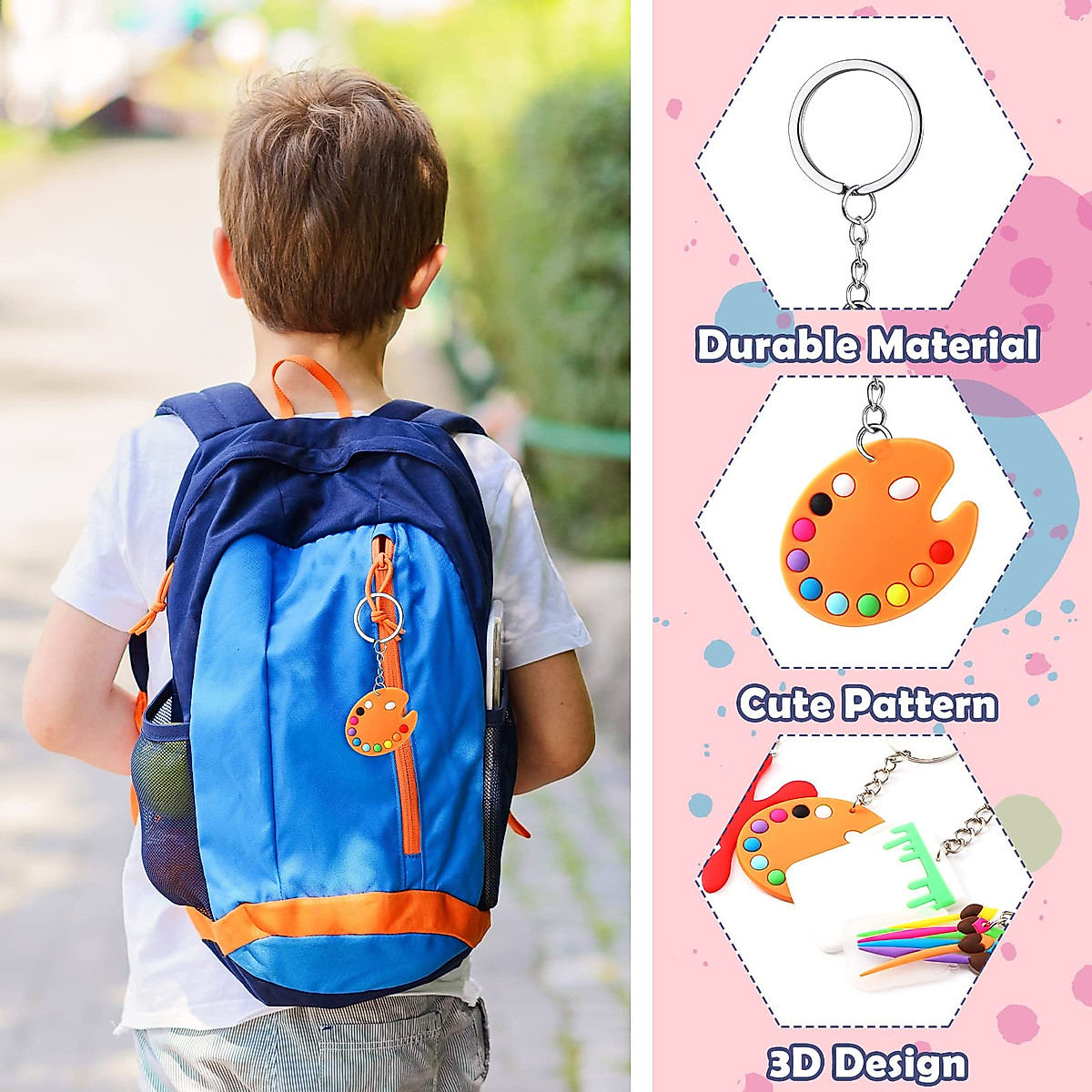 Tudomro Art Paint Party Favors Keychain Art Paint Splatter Palette Brush Keychain for Kids Artist Party Gift Supplies(30 Pieces)