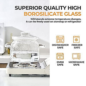 3-Quart Glass Stock Pot,Glass Pitcher，Stockpot, Stew Pot, Simmering Pot, Soup Pot with Lid, Dishwasher Safe
