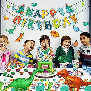 275 Pcs Dinosaur Birthday Party Supplies Kit For Boys, Dinosaur Party Decorations-20 Guest-Include Dino Plates Cups Napkins Banner Cutlery Balloon Tablecloth Straws Toppers