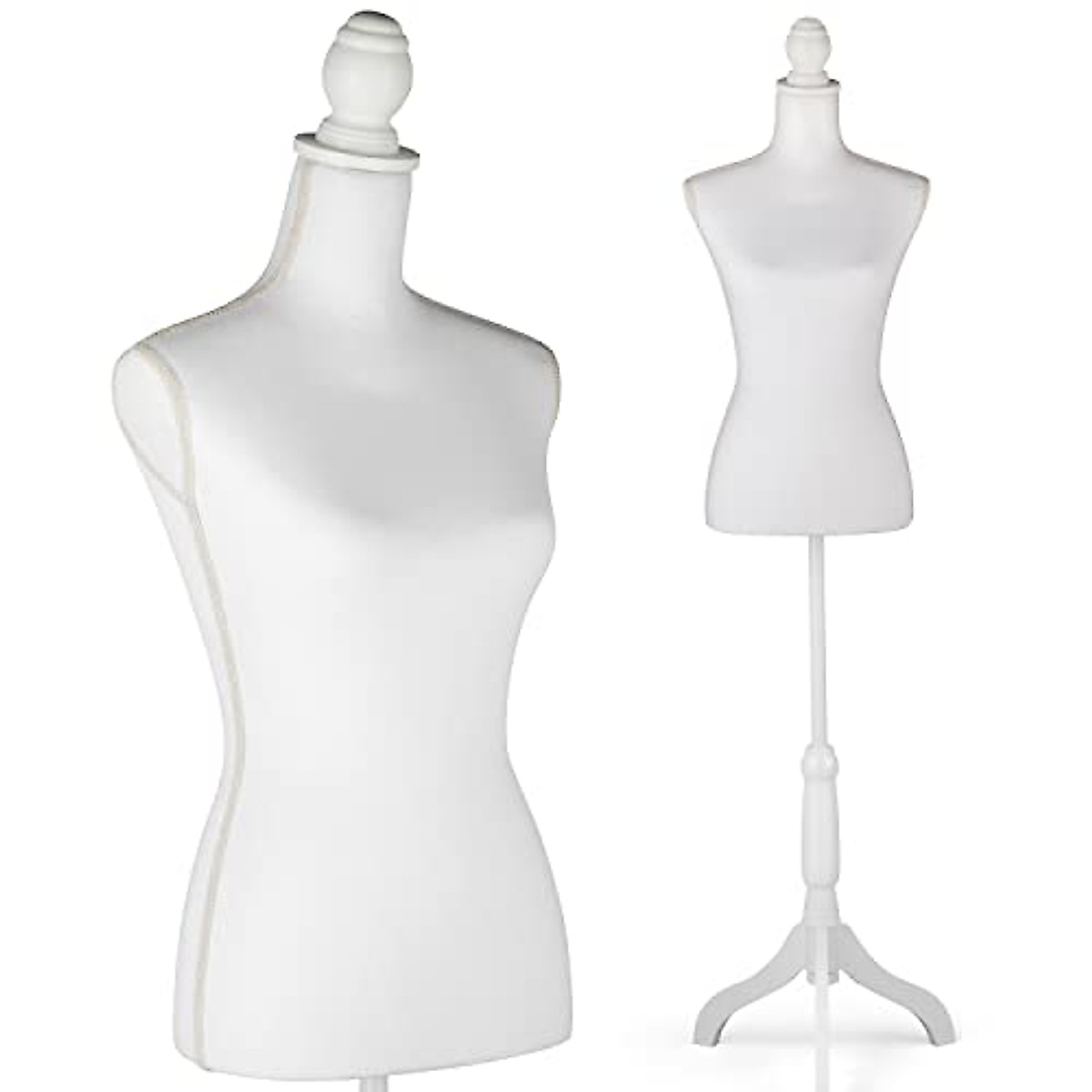 Female Dress Form Mannequin Torso Adjustable Height Mannequin Body with Tripod Stand for Clothing Dress Jewelry Display, White