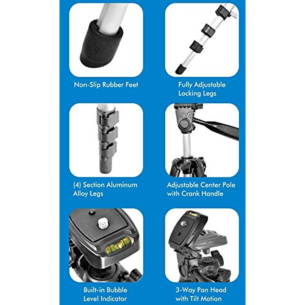 Ultimaxx 50" Inch Lightweight Portable Camera Tripod Stand with Carrying Bag for Sony, Nikon, Canon, Olympus, Pentax, Panasonic, Samsung Cameras and Camcorders