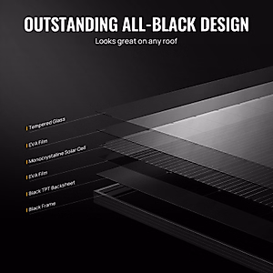 BougeRV 400 Watts 10BB Mono Solar Panel, All Black Frame Monocrystalline Technology Work with 12/24 Volts Charger for RV Camping Home Boat Marine Off-Grid