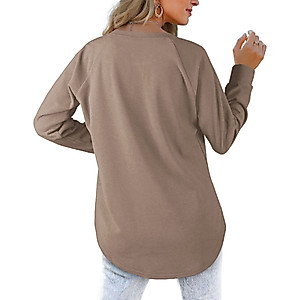XIEERDUO Women's Sweatshirts Long Sleeve T Shirts For Women Loose Fit Coffee L
