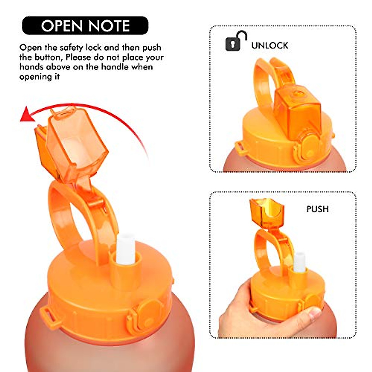 SANKUU Large 1 Gallon/128oz (When Full) Gallon Water Bottle Motivational with Time Marker & Straw, Leakproof Water Jug Ensure You Drink Daily Water Throughout The Fitness Day