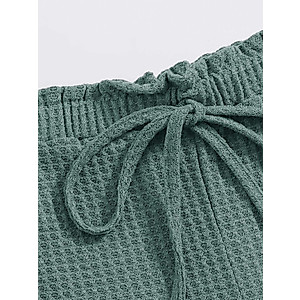 Floerns Women's Knit 2 Piece Lounge Set Shorts and Crop Tank Top Outfit Green L