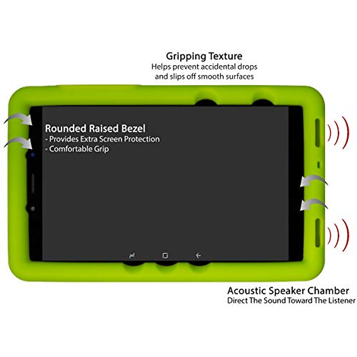 BobjGear Bobj Rugged Tablet Case for Samsung Galaxy Tab A 8.0 (2019) SM-T290, SM-T295 Kid Friendly (Gotcha Green)