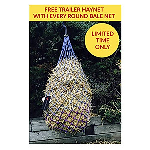 TECH EQUESTRIAN Upgraded 4-5mm Thick Round Bale Slow Feed Hay Net 5x4 (Hole_Size_2.5" inches)