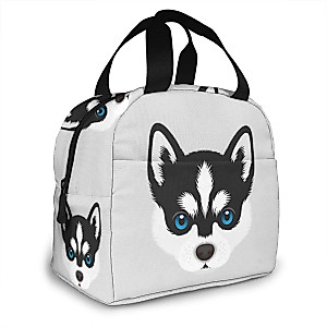 Mount Hour Funny Dog Puppy Siberian Husky Insulated Lunch Box Reusable Cooler Tote Bag Waterproof Lunch Holder Gift for Women & Men Work Picnic or Travel