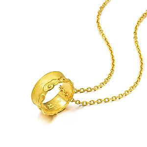 CHOW SANG SANG Cultural Blessings 999.9 24K Solid Gold Price-by-Weight 4.11g Gold Om Mani Padme Hum Pendant for Men & Women 89695P | [Not Include the Necklace]
