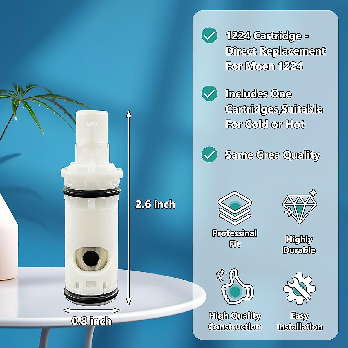 1224 1224B Faucet Cartridge Replacement Kit For Most Double Handle Moen Faucets and Tub/Showers Repair Kit,Replacement Compatible with Moen Two Handle Faucets