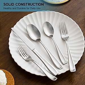 SELUKIYA Silverware Set for 4, 20 Piece Heavy Duty Stainless Steel Flatware Set, Satin Finish Cutlery Utensil Set, Dinner Fork Knife Spoon Tableware Set for Home Kitchen, Dishwasher Safe, Matte Silver