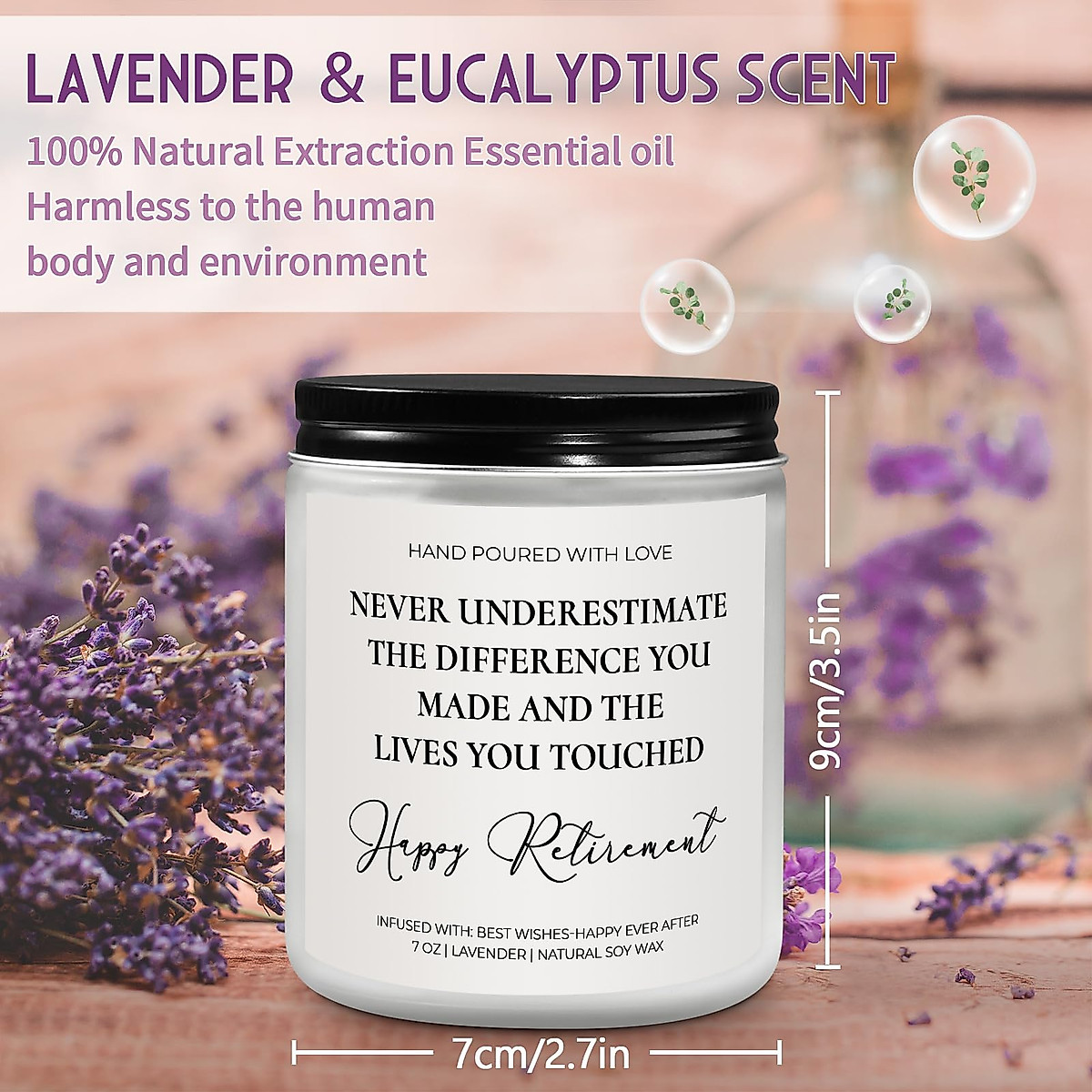 Retirement Gift for Woman, Best Retirement Gifts, Retired Farewell Gifts for Women Men Coworkers Friends, Happy Retirement Gifts - Lavender Scented Candles