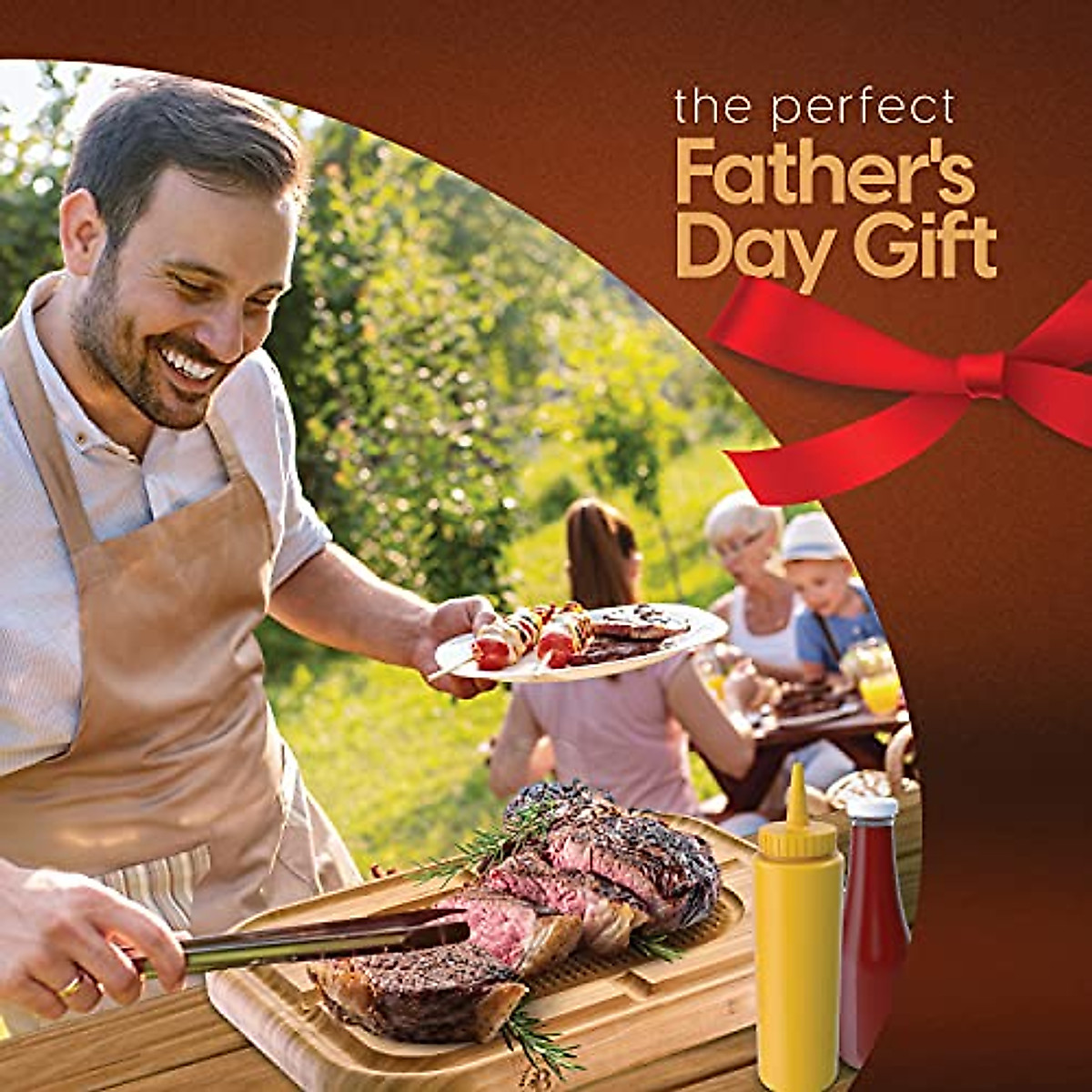 Meat Cutting Board with Juice Groove - Heavy Duty Bamboo Butcher Block Cutting Board - Large Wooden Kitchen Carving Board with Pyramid Design to Stabilize Meat - Reversible Design for Slicing Chopping