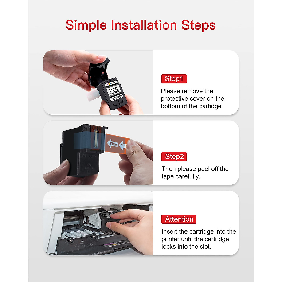 GPC Image Remanufactured Ink Cartridge Replacement for Canon PG-210XL 210XL CL-211XL 211XL compatible with PIXMA MP240 MP230 MP480 IP2702 IP2700 MP495 MX420 MX330 MX340 Printer Tray (Black, Tri-Color)