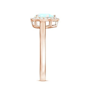 Natural Ethiopian Opal Diamond Halo Engagement Ring, AAA Quality, 5X7MM Pear Shaped Opal Teardrop Ring - Ready To Gift, 14K Rose Gold, Size:US 8.00