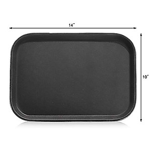 New Star Foodservice 24852 Restaurant Grade Non-Slip Tray, Plastic, Rubber Lined, Rectangular, 10-Inch x 14-Inch, Black