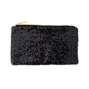 Chezi Women's Glitter Sequins Bag Small Party Evening Bag Purse Handbag (black)