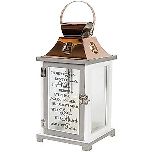 Carson Home Accents 57447 Walk Beside Us Memorial Remembrance Battery Powered Flameless Lantern with Automatic Timer, White/Copper