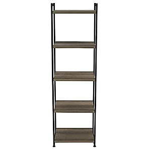 Household Essentials 5 Tier Storage Tower Metal, Grey Shelf – Black Frame, Ashwood