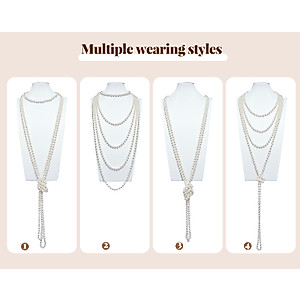 Cizoe 1920s Pearls Necklace Fashion Faux Pearls Gatsby Accessories Vintage Costume Jewelry Cream Long Necklace for Women(1A-white-1)