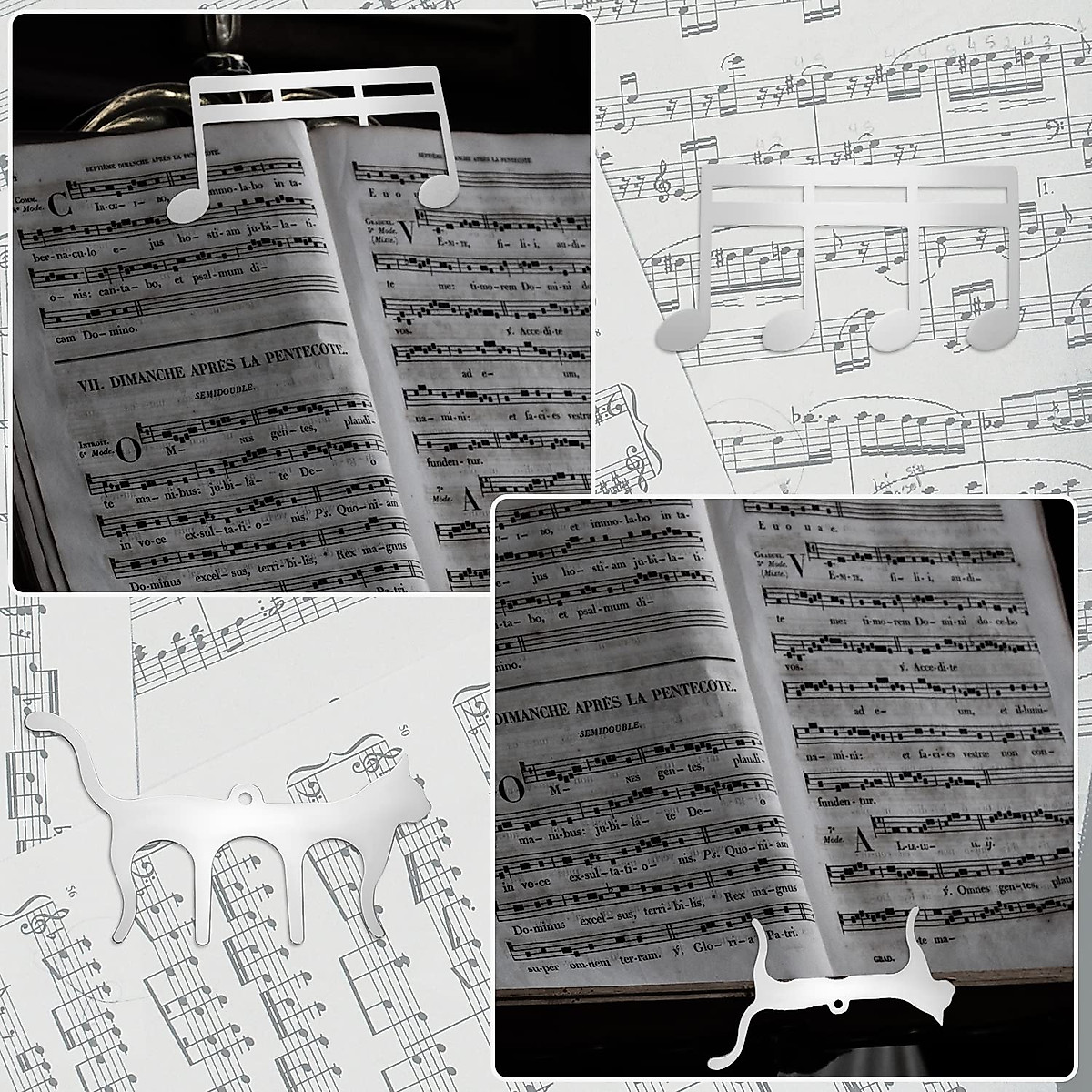 2Pcs Music Book Clip, Metal Music Book Clip Page Holder Music Stand Clips Sheet Music Clips for Piano Keyboard Stands Books (Silver)