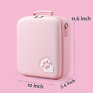 Acylulu Cute Cat Paw Carrying Case Compatible with Nintendo Switch - 21 Game Card Slot & Removable Shoulder Strap - Portable Hardshell Storage Bag for Switch Console Controller & Accessories