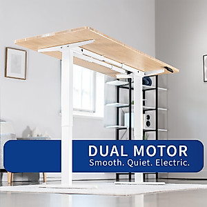 VIVO Electric Stand Up Desk Frame, DIY Workstation, Frame Only, Dual Motor Ergonomic Standing Height Adjustable Base with Memory Controller, White, DESK-E-200W