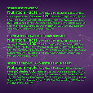 SKITTLES Wild Berry, SKITTLES Original, STARBUST FaveREDS, and LIFE SAVERS Gummy Candy Assortment, 32.82 oz Bag