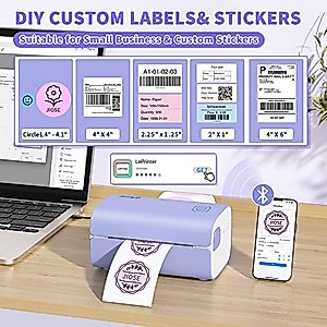 Jiose Bluetooth Thermal Shipping Label Printer - Desktop Shipping Label Printer - Print Custom Stickers - Support Chrome OS, Mac, Windows, Android, iOS for 4x6 Shipping Package Labels