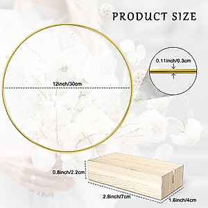 10Pcs 12 Inch Metal Floral Hoop Centerpiece Table Decorations, Gold Wreath Macrame Hoop Rings with 10Pcs Wooden Place Card Holders for Craft Wedding Table Decor Home Party Decor