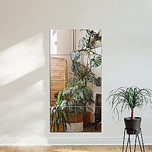 TRAHOME Wall Mirror Full Length, 12Inches x 4PCS, Glass Frameless Body Mirror Wall-Mounted for Gym, Bedroom, Living Room, Over The Door