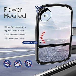 MOSTPLUS Power Heated Towing Mirrors Compatible for 2008-2013 Chevy Silverado Suburban Tahoe GMC Serria Yukon with Arrow Signal Light (Set of 2)