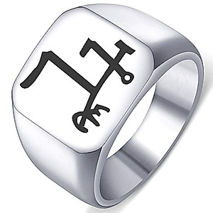 Laser Engraved Dukante Sigil of FLEREOUS Silver Stainless Steel Men's Womens Ring