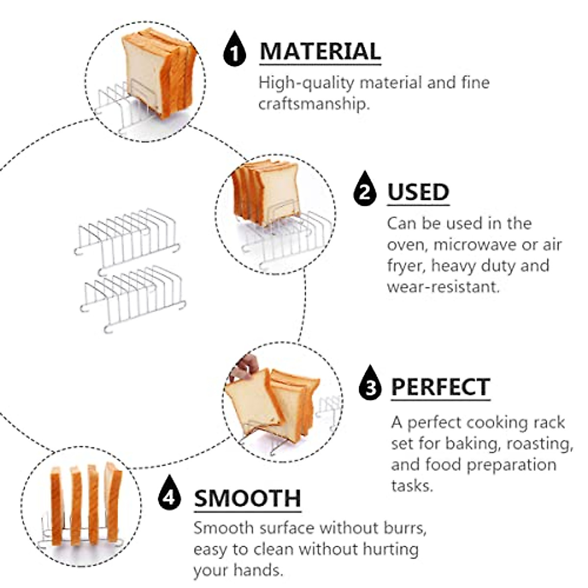 Hemoton 2pcs Toast Stand Toast Holder Bread Baking Rack Wire Toast Rack Air Fryer Rack Air Fryer Double Layer Rack Steaming Rack Air Fryer Toast Rack Baking Supplies Oven Stainless Steel
