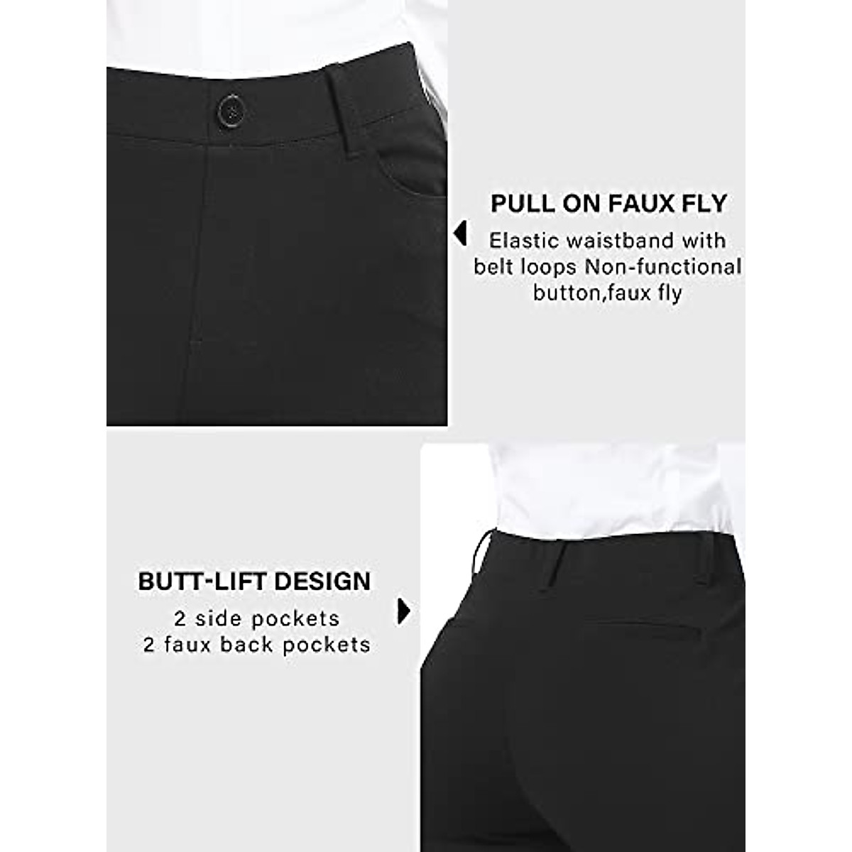 Stelle Women's Bootcut Dress Pants Business Casual 31" Stretchy Work Pants with Pockets Pull On Regular Slacks for Office (Black, Large)