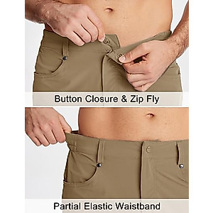 MAGCOMSEN Men's Khaki Hiking & Cycling Shorts with Pockets, Quick Dry, Stretchable, Size 38