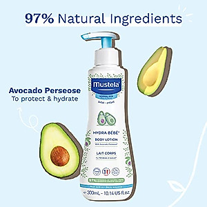 Mustela Hydra Bebe Body Lotion - Daily Moisturizing Baby Lotion with Natural Avocado, Jojoba & Sunflower Oil – 25.35 fl. oz.