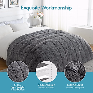 Cottonblue Faux Fur Reversible Sherpa Weighted Blanket 15lbs,Luxury Snugly Long Fur Warm Heavy Blanket 60x80 inches,Super Soft Fuzzy Fleece Blanket for Cold Days,Gray
