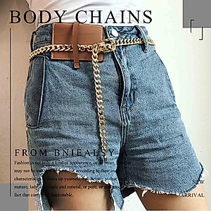 Werhonton Metal Waist Chain Belt Gold Belly Chain Chunky Belt Chain Sexy Body Chains Jewelry Accessories for Women and Girls