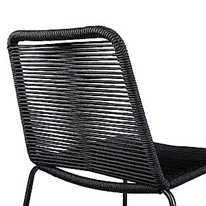 Armen Living Shasta 26" Outdoor Metal and Black Rope Stackable Counter Stool - Set of 2