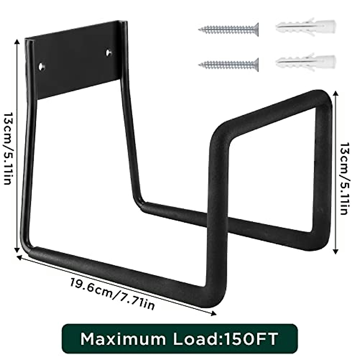 Metal Garden Hose Holder - Water Hose Hanger Wall Mount, Heavy Duty Hose Holder Hose Hook Holds Up to 150Ft for Outside Garden Hose, Expandable Hose, Hose Reel, Water Hose, Pocket Hose, Flexable Hose