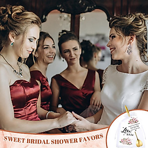 Skybooly 50 Set Tea Party Bridal Shower Favors Tea Bags Tea Packets Kraft Paper Envelopes Heart Spoon Mini Coffee Spoons with Thank You Card and Organza Bag Wedding Souvenirs Tea Party Favor for Guest