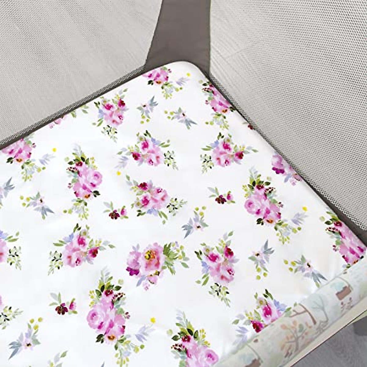 Pack and Play Sheets/Mini Crib Sheets Girl, Stretchy Pack n Play Playard Fitted Sheet, Compatible with Graco Pack n Play, Soft and Breathable Material, Floral