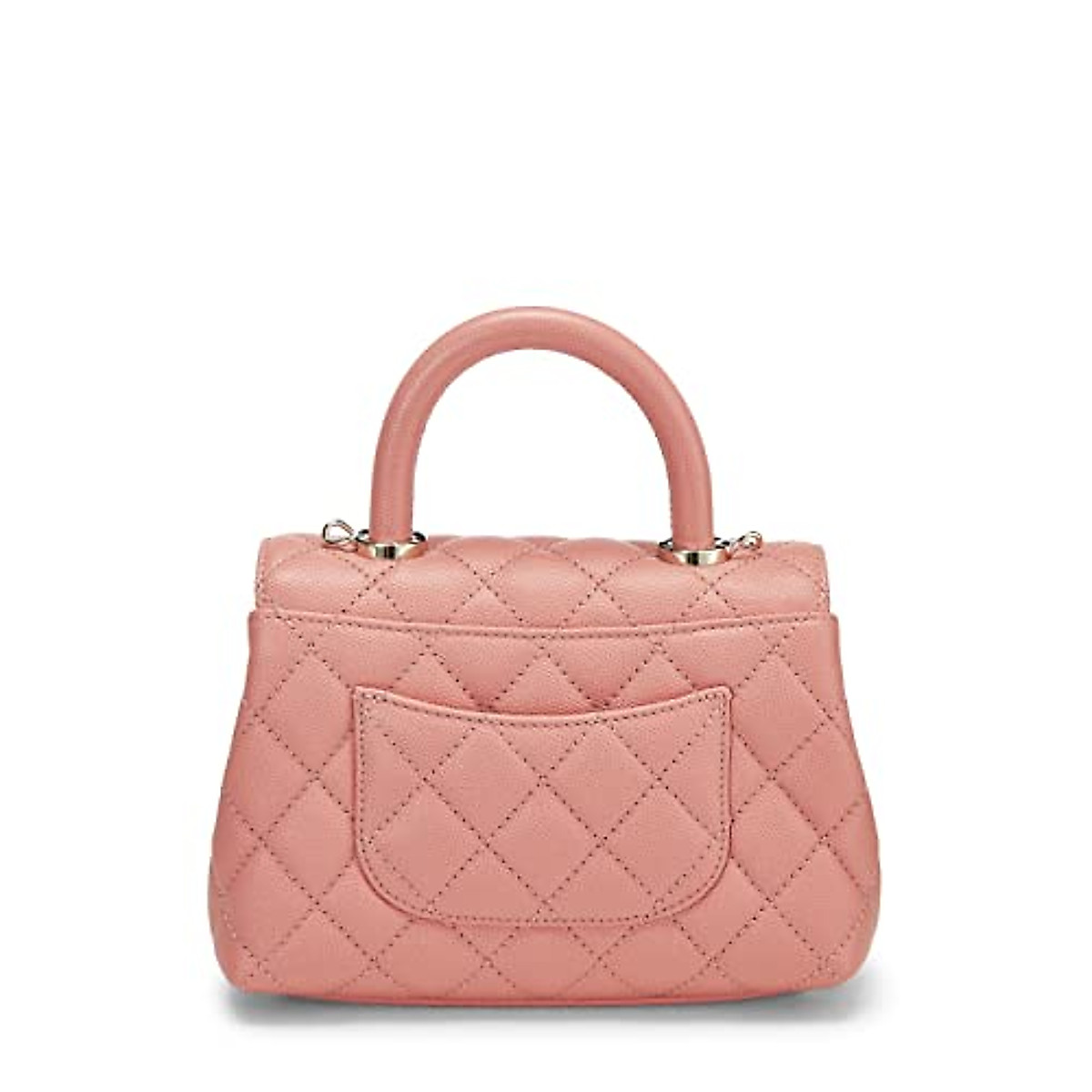 CHANEL, Pre-Loved Pink Quilted Caviar Coco Handle Bag Mini, Pink